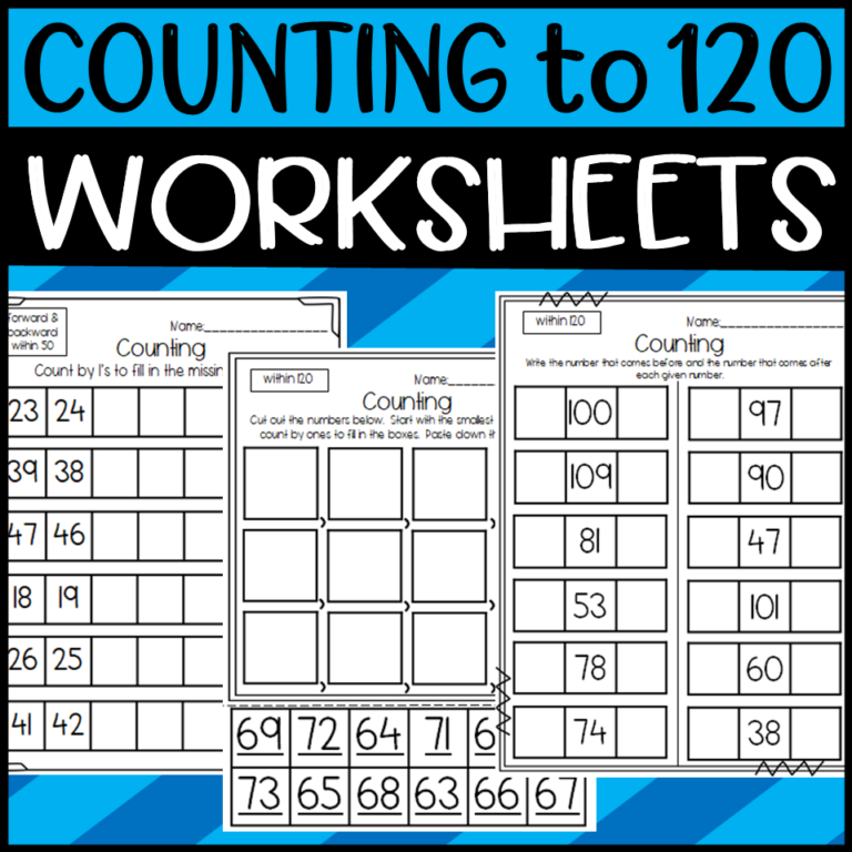Counting to 120 Worksheets: Read and Write Numerals 1.NBT.A.1 | Made By ...