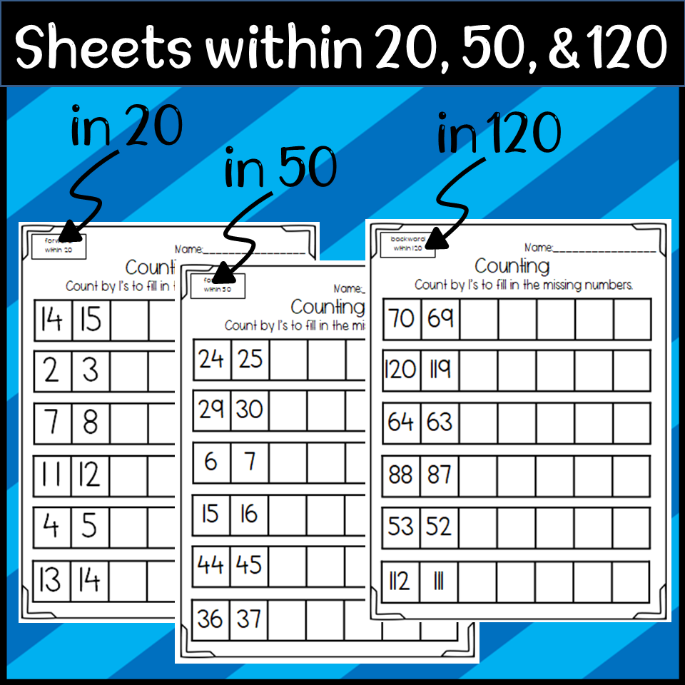 Counting to 120 Worksheets: Read and Write Numerals 1.NBT.A.1 | Made By ...