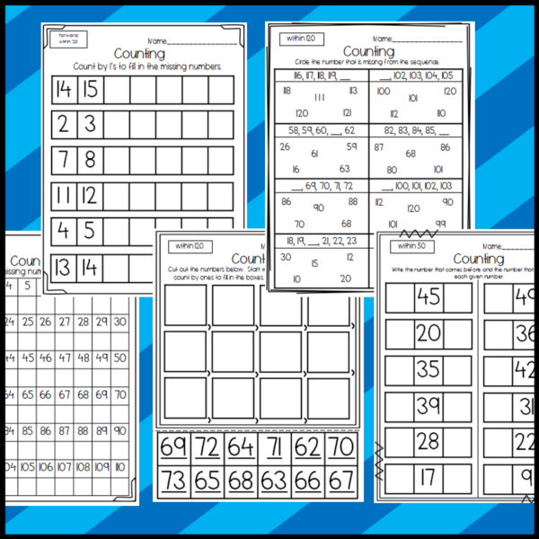Counting to 120 Worksheets: Read and Write Numerals 1.NBT.A.1 | Made By ...
