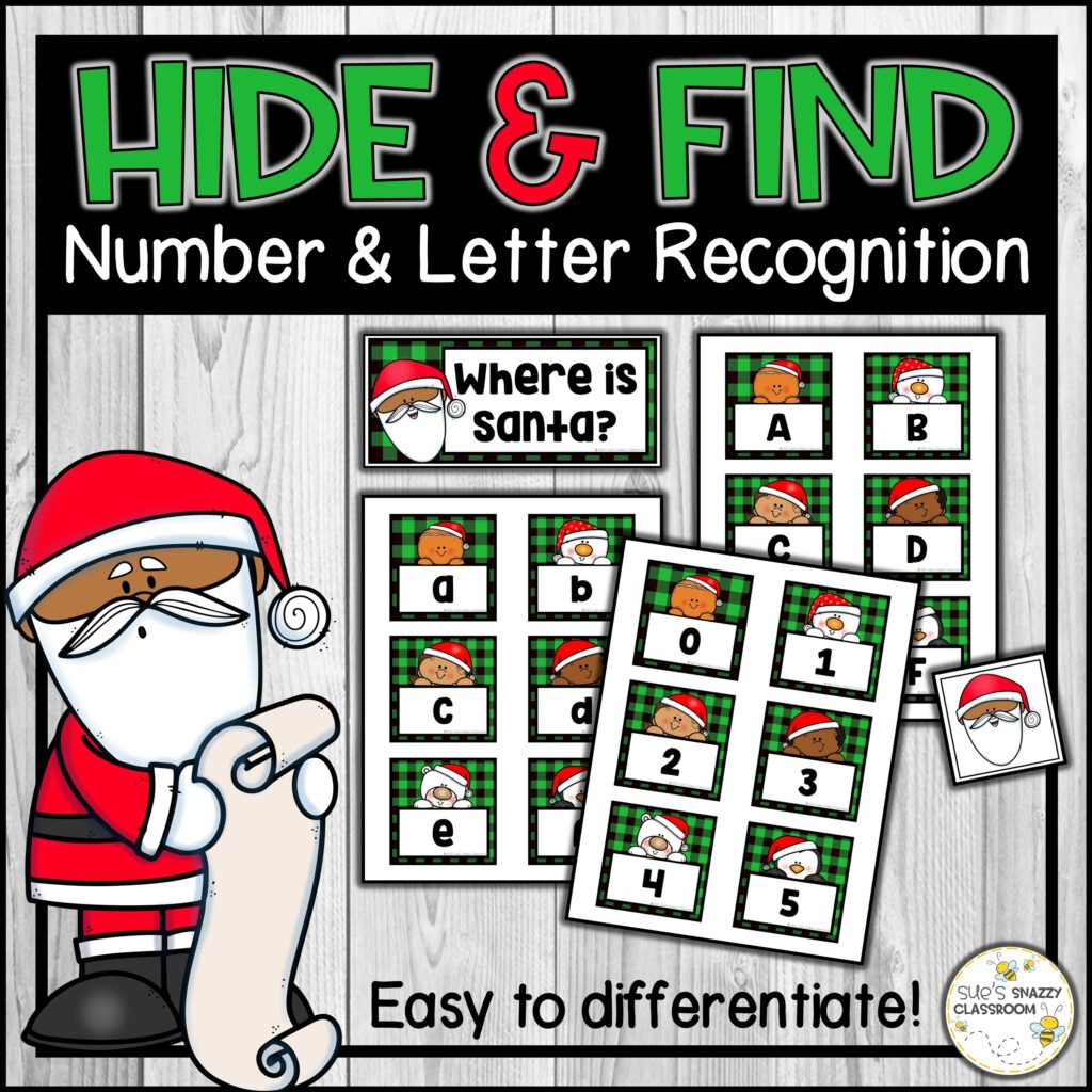 Where is Santa? Hide and Find Pocket Chart Game - Number and Letter ...