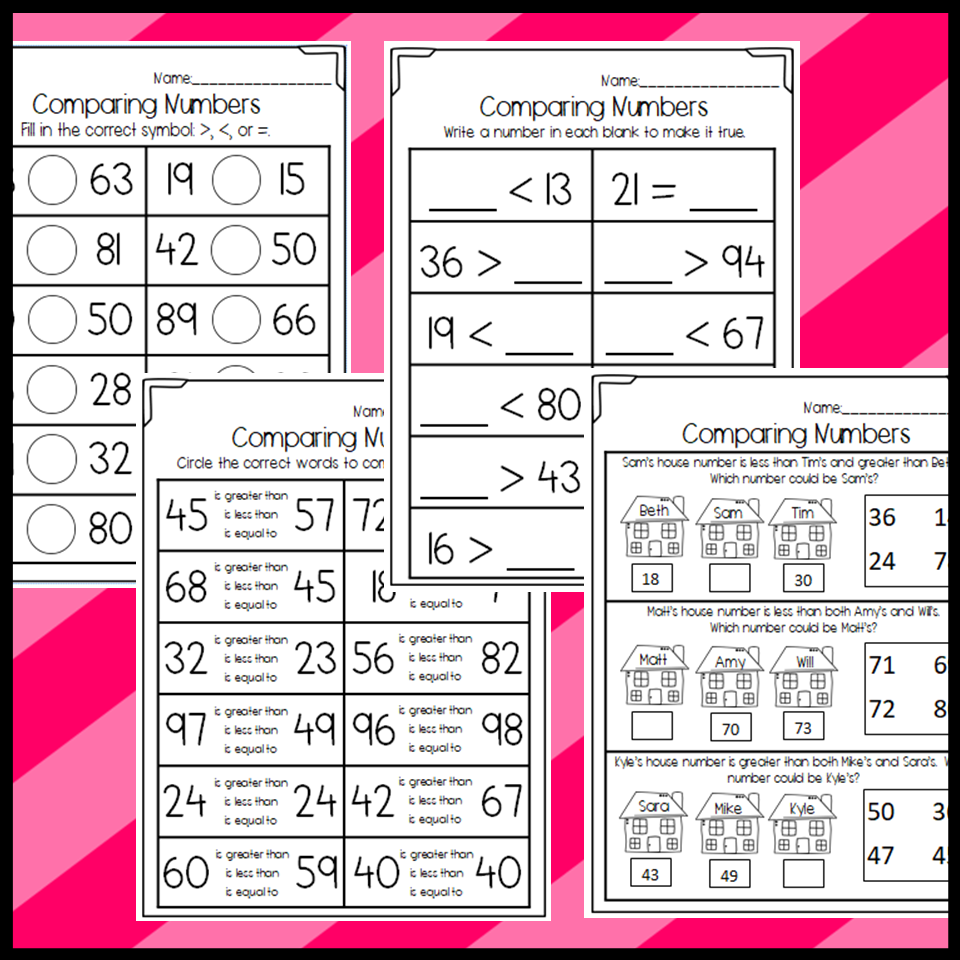 Comparing Numbers Worksheets: Greater than, Less than, Equal to | Made ...