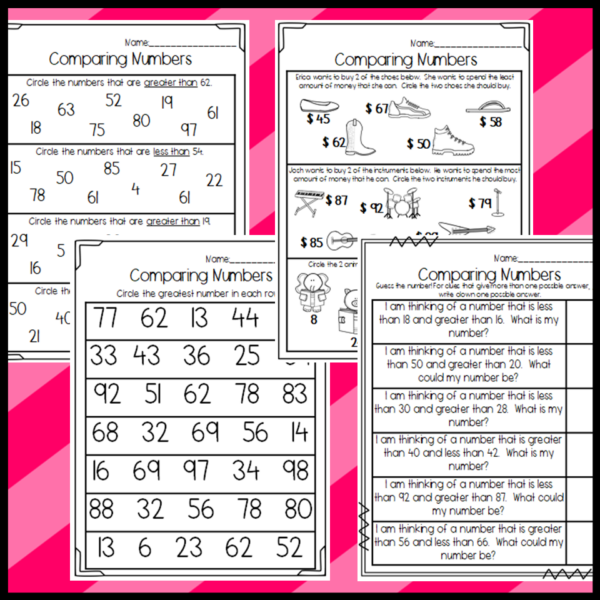Comparing Numbers Worksheets: Greater than, Less than, Equal to | Made ...