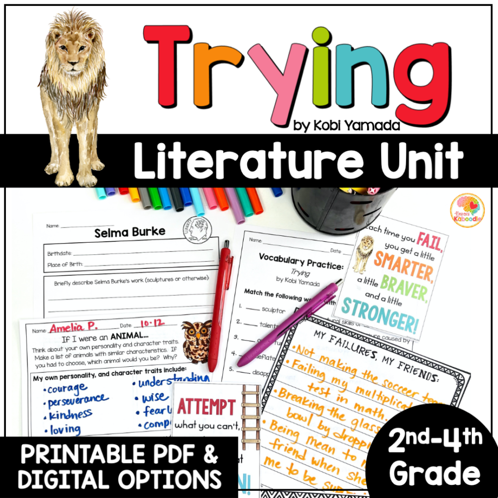 Trying by Kobi Yamada Activities and Worksheets | Made By Teachers