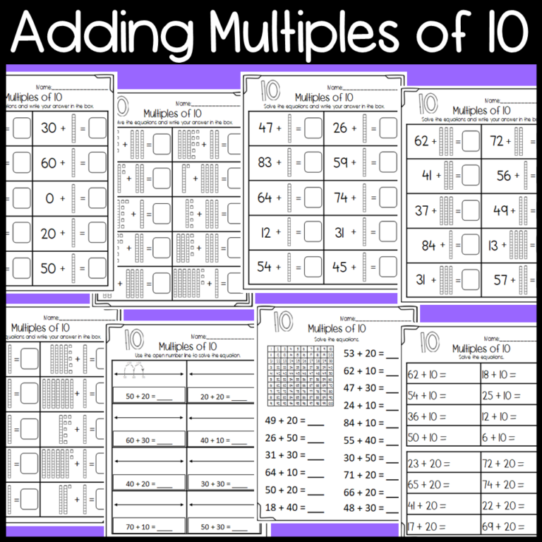 Multiples of Ten Worksheets: Counting, Addition, & Subtraction | Made ...