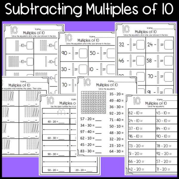 Multiples of Ten Worksheets: Counting, Addition, & Subtraction | Made ...