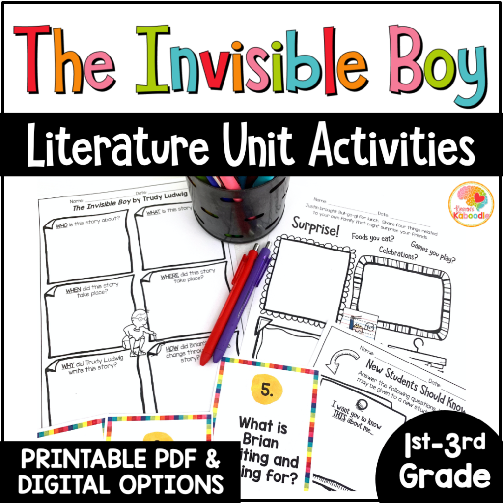The Invisible Boy by Trudy Ludwig Activities and Worksheets | Made By ...