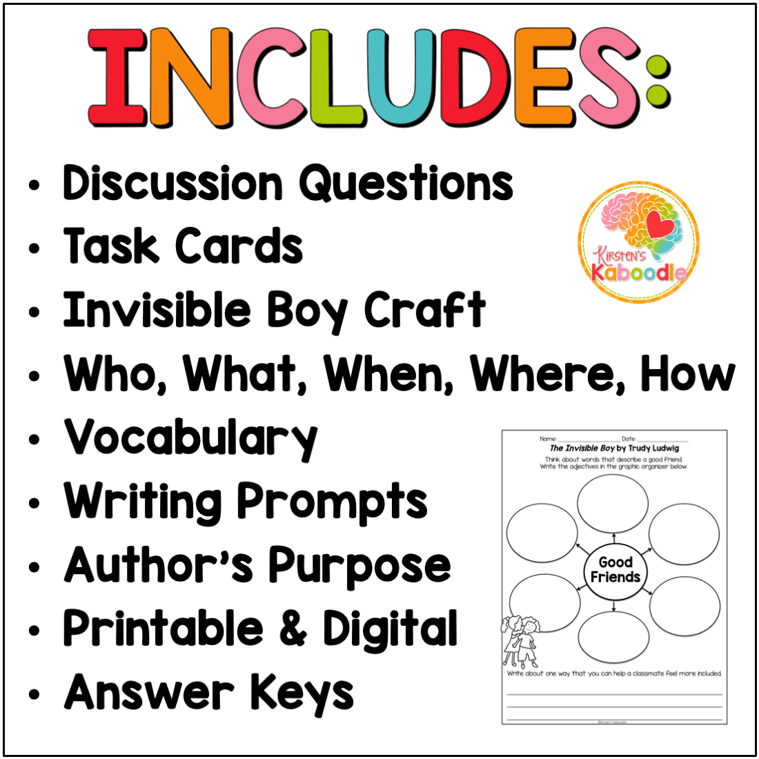 The Invisible Boy by Trudy Ludwig Activities and Worksheets | Made By ...