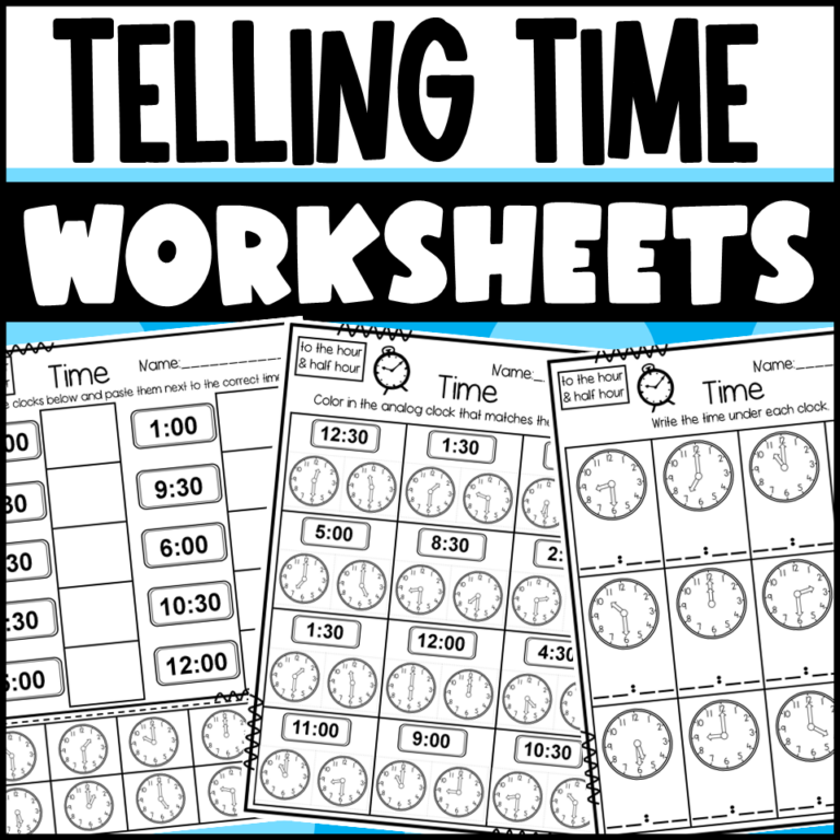 Time Worksheets: To the Hour and Half Hour | Made By Teachers