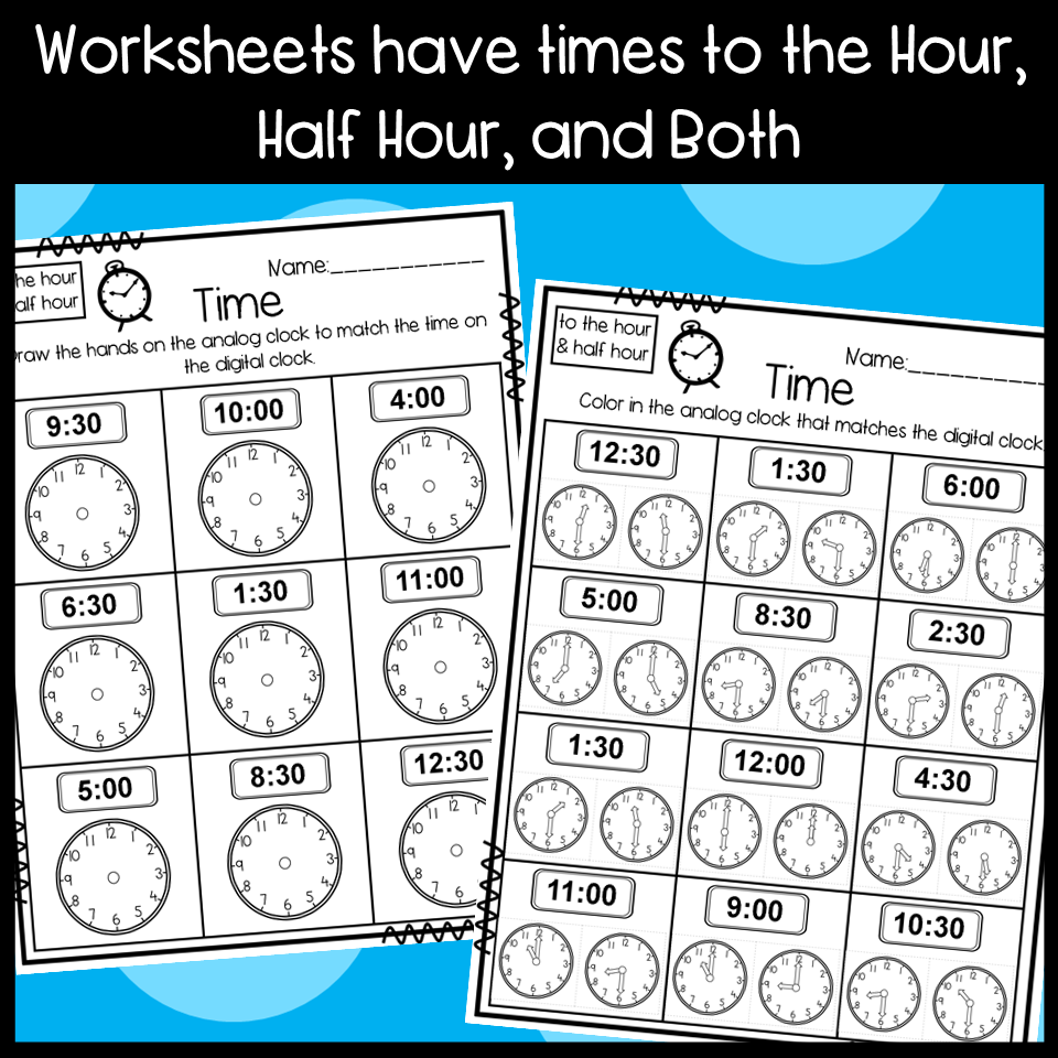 Time Worksheets: To the Hour and Half Hour | Made By Teachers