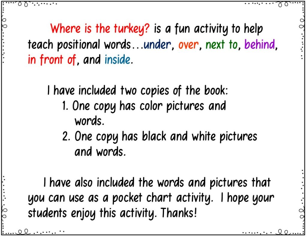 Where is the Turkey {Pocket Chart Activity} - Made By Teachers