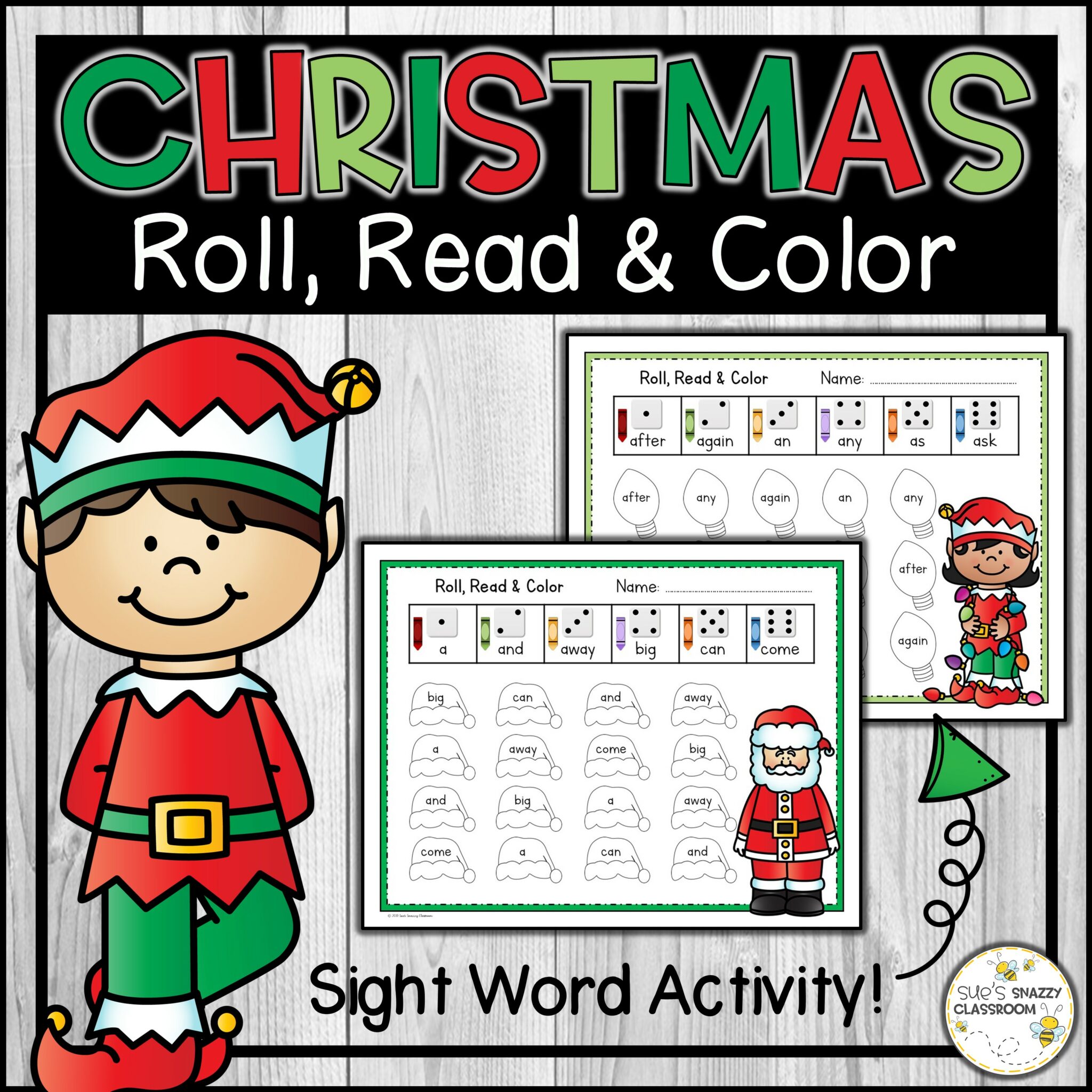 Christmas Sight Word Game - Roll, Read and Color Activity - Literacy ...