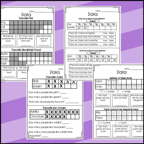Data Worksheets: Organizing, Representing, and Interpretating Data ...