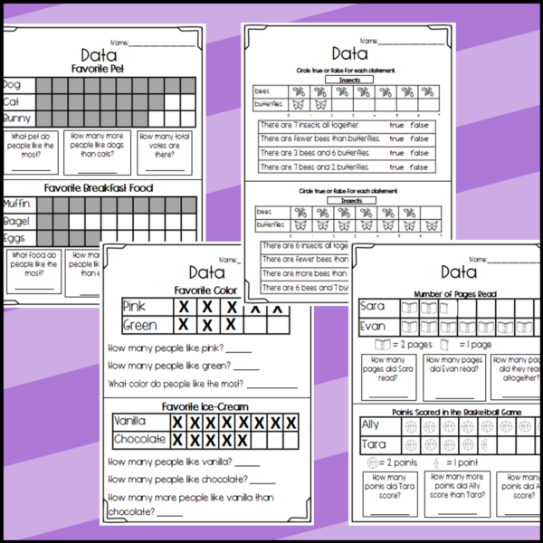 Data Worksheets: Organizing, Representing, and Interpretating Data ...