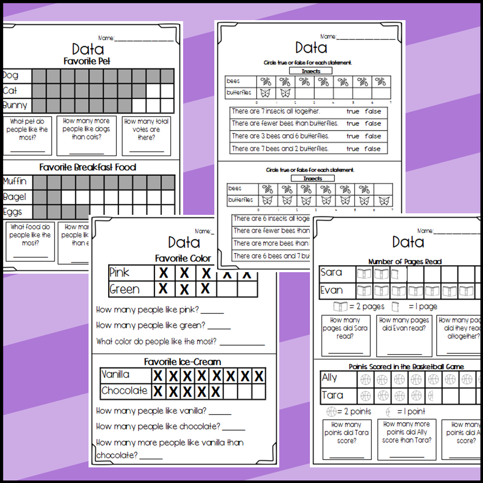 Data Worksheets: Organizing, Representing, and Interpretating Data ...