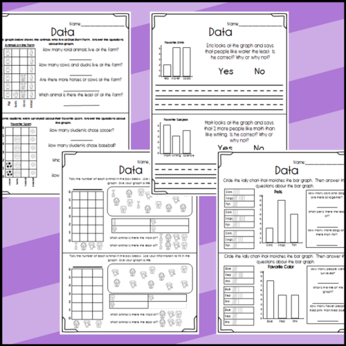Data Worksheets: Organizing, Representing, and Interpretating Data ...