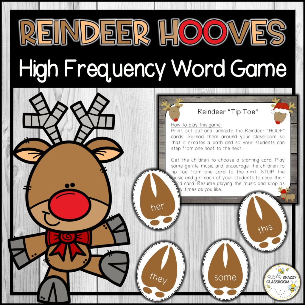 High Frequency Word Game | Reindeer Hooves | Literacy Center | Made By ...