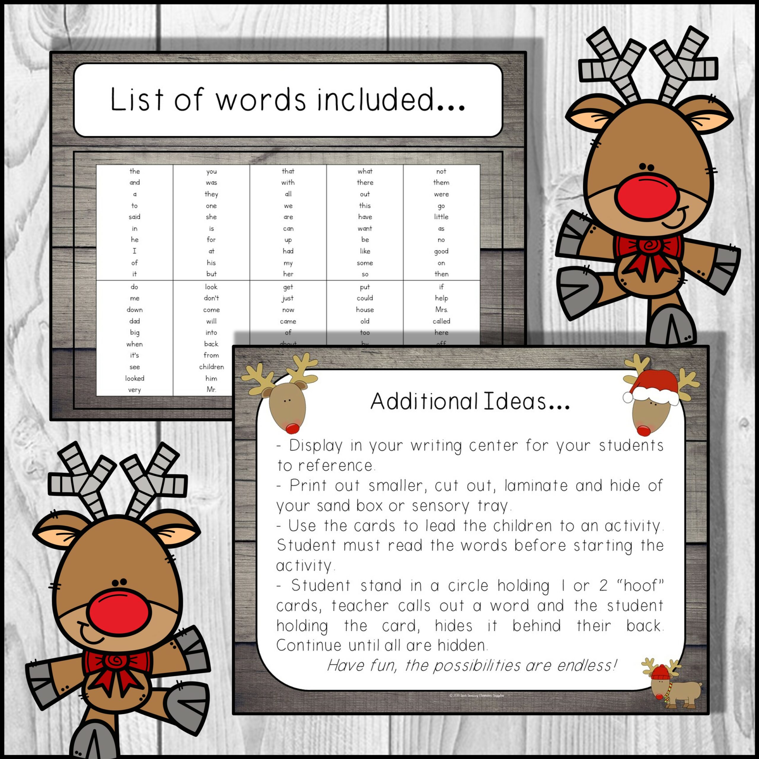 High Frequency Word Game | Reindeer Hooves | Literacy Center | Made By ...
