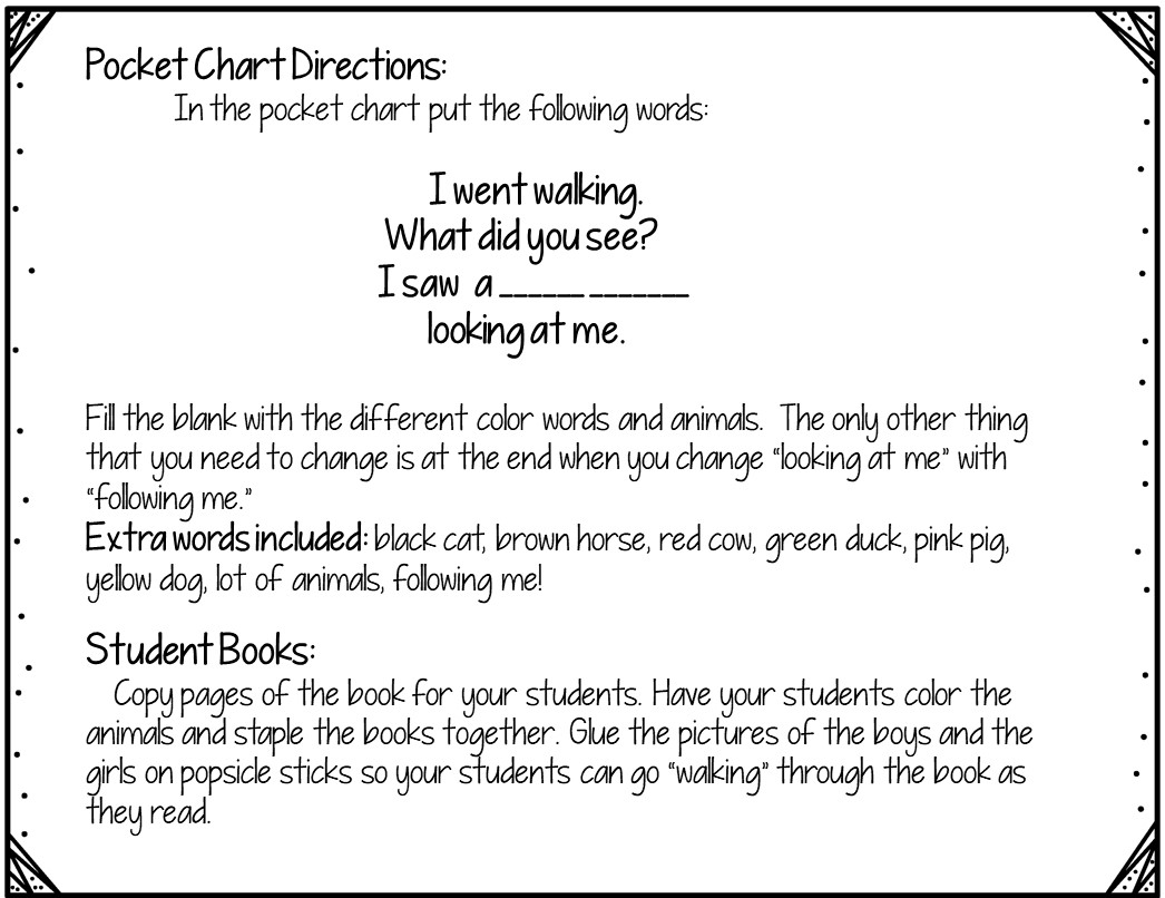I Went Walking {Pocket Chart Poem with Student Books} | Made By Teachers