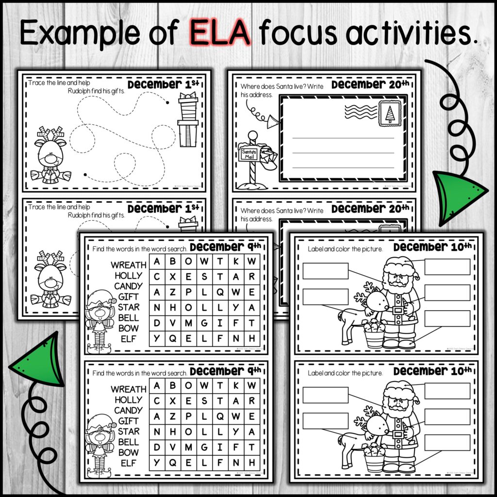 Christmas Countdown Activities Book | Kindergarten Christmas Activity ...