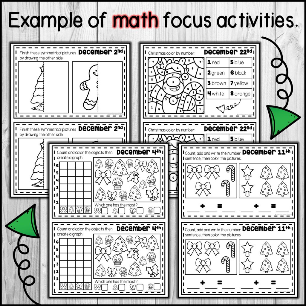 Christmas Countdown Activities Book | Kindergarten Christmas Activity ...