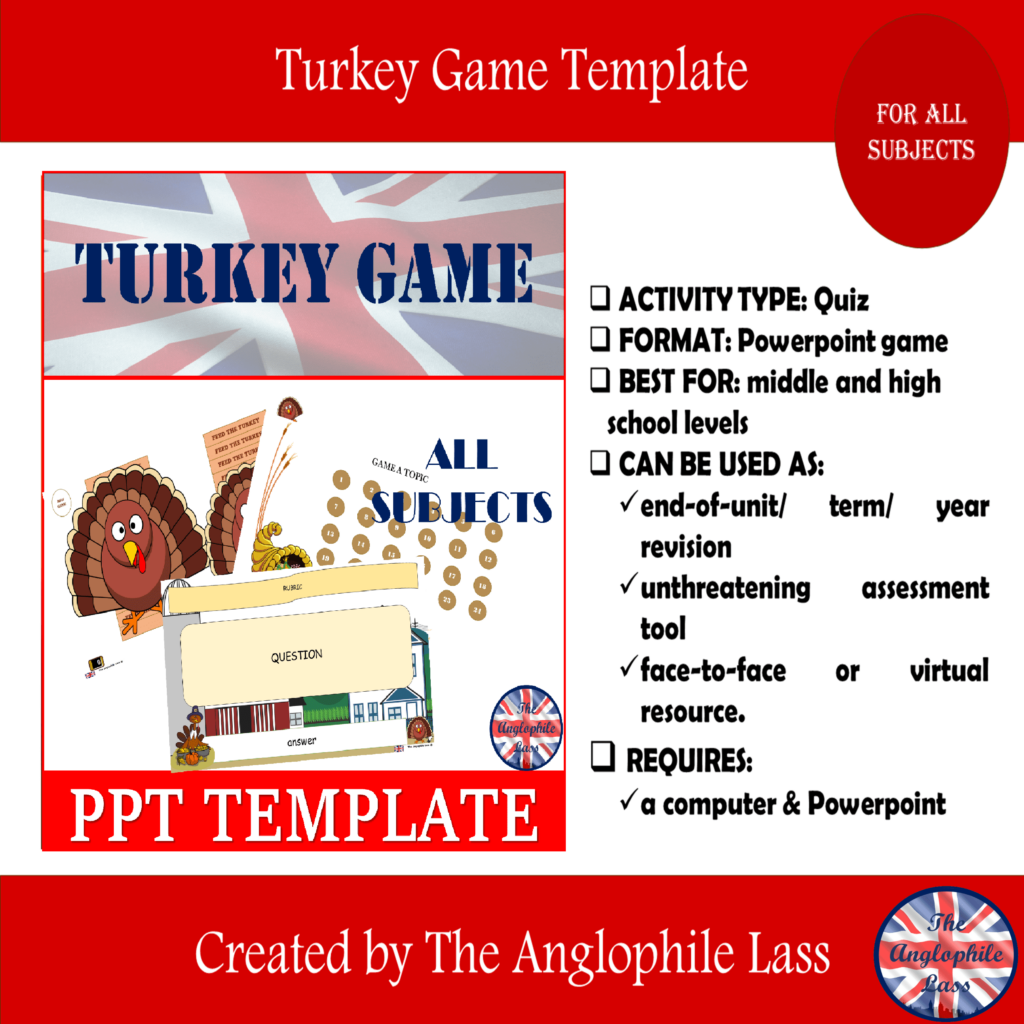 Turkey game | Thanksgiving quiz template | For all subjects | | Made By ...