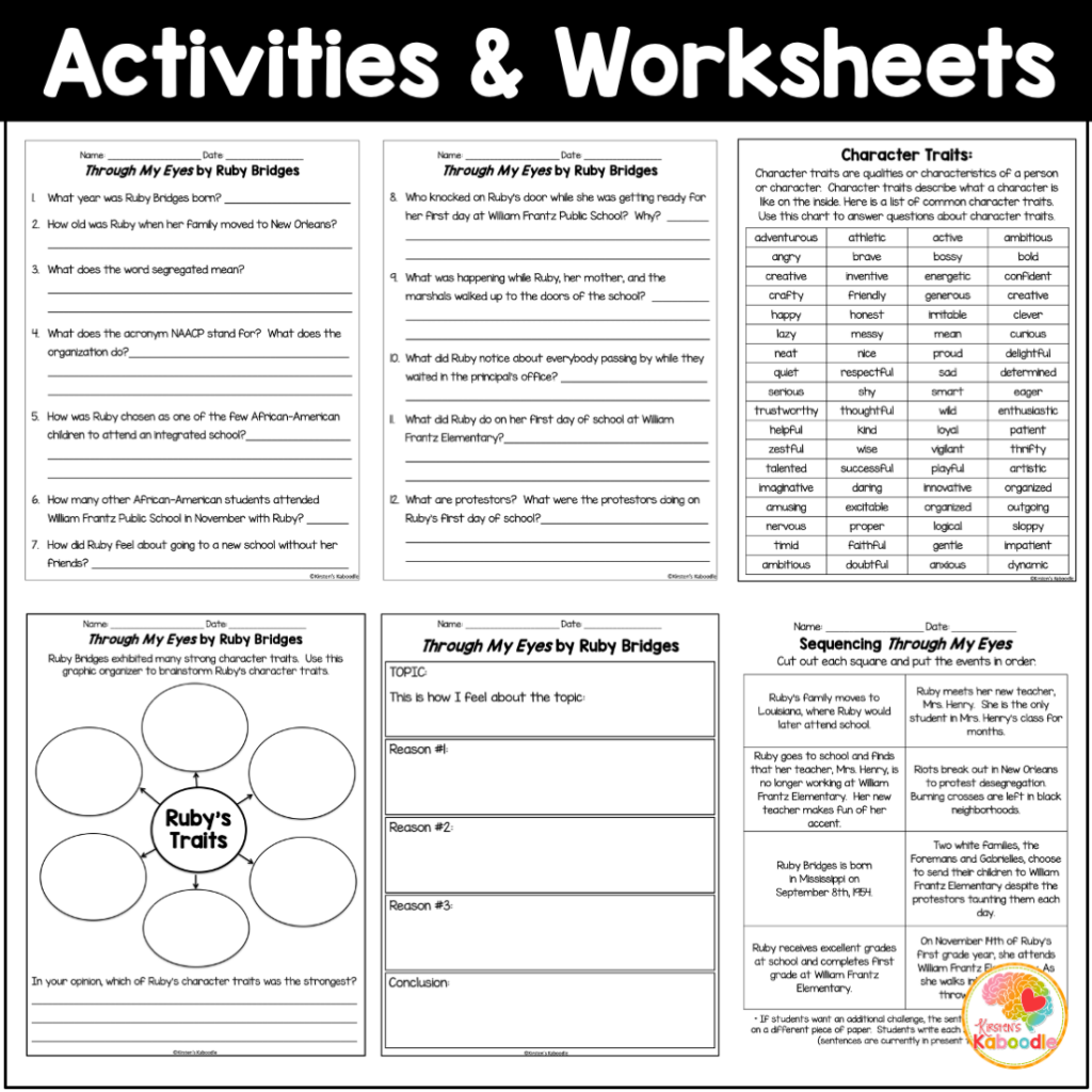 Through My Eyes by Ruby Bridges Activities and Printables - Made By ...