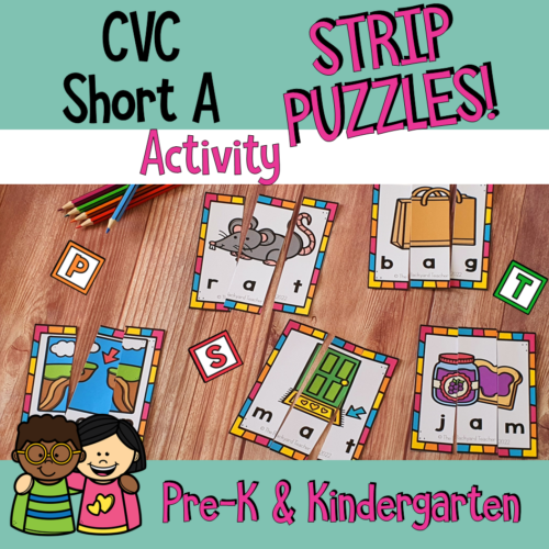 CVC Short Vowels Strip Puzzles Bundle for Pre-K and Kindergarten | Made ...