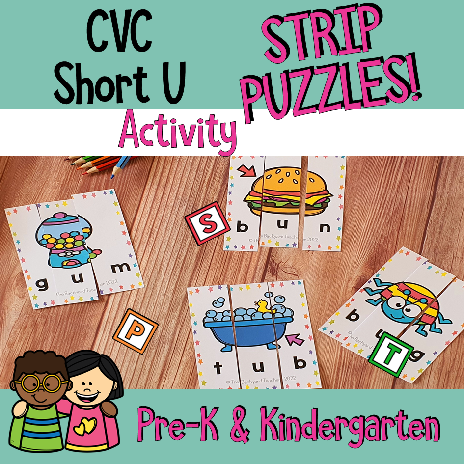 CVC Short Vowels Strip Puzzles Bundle for Pre-K and Kindergarten | Made ...