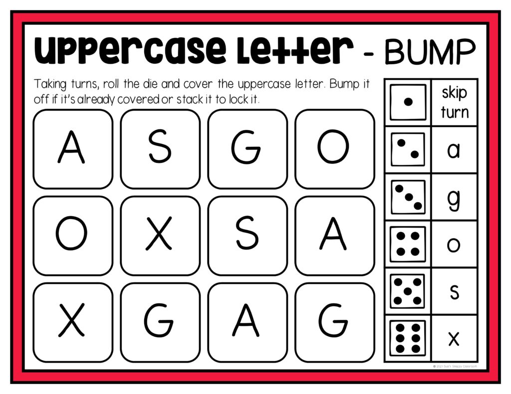 Alphabet Bump Games Letter Recognition Activity | No Prep Literacy ...