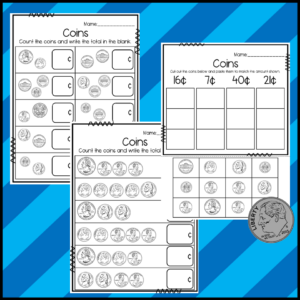 Counting Coins Worksheets: Penny, Nickel, Dime, and Quarter- Money ...
