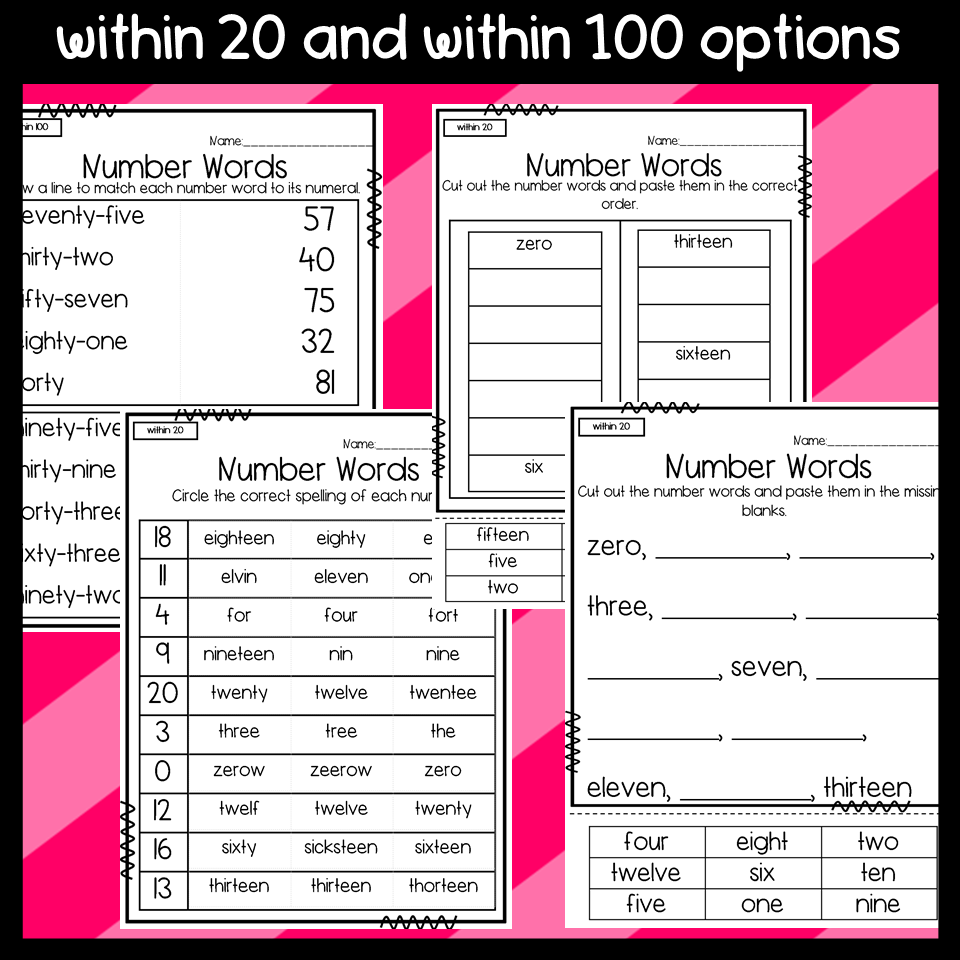 Number Words Worksheets - Made By Teachers