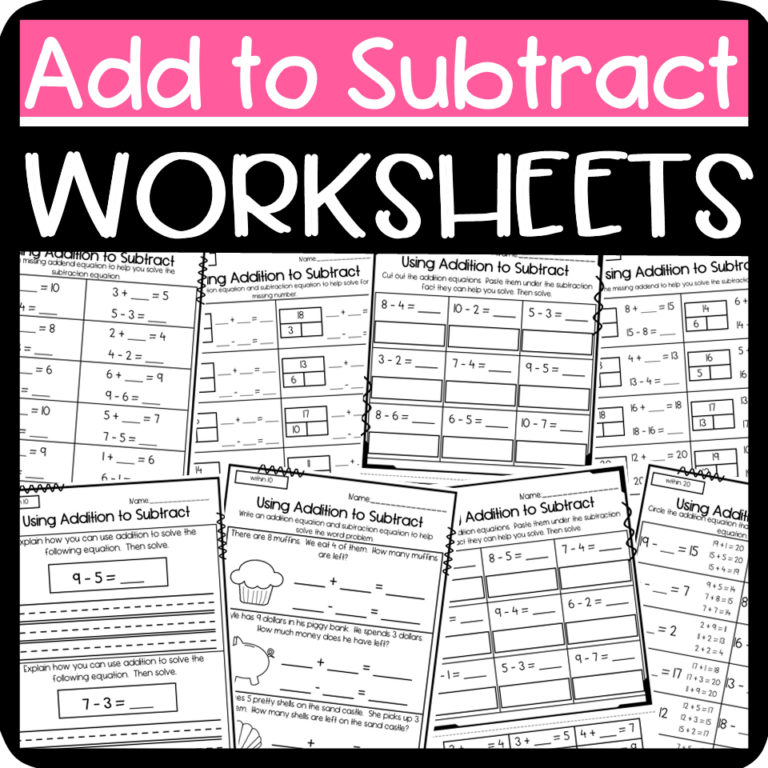 Using Addition To Subtract Worksheets Made By Teachers