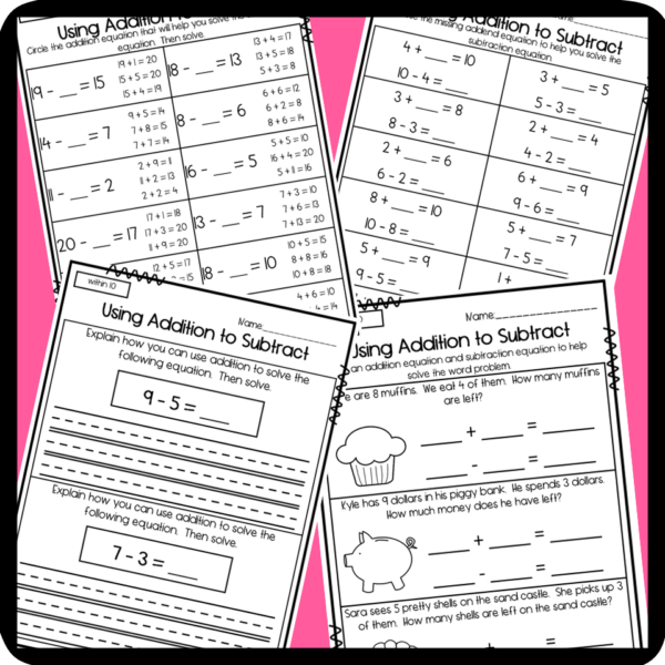Using Addition to Subtract Worksheets - Made By Teachers
