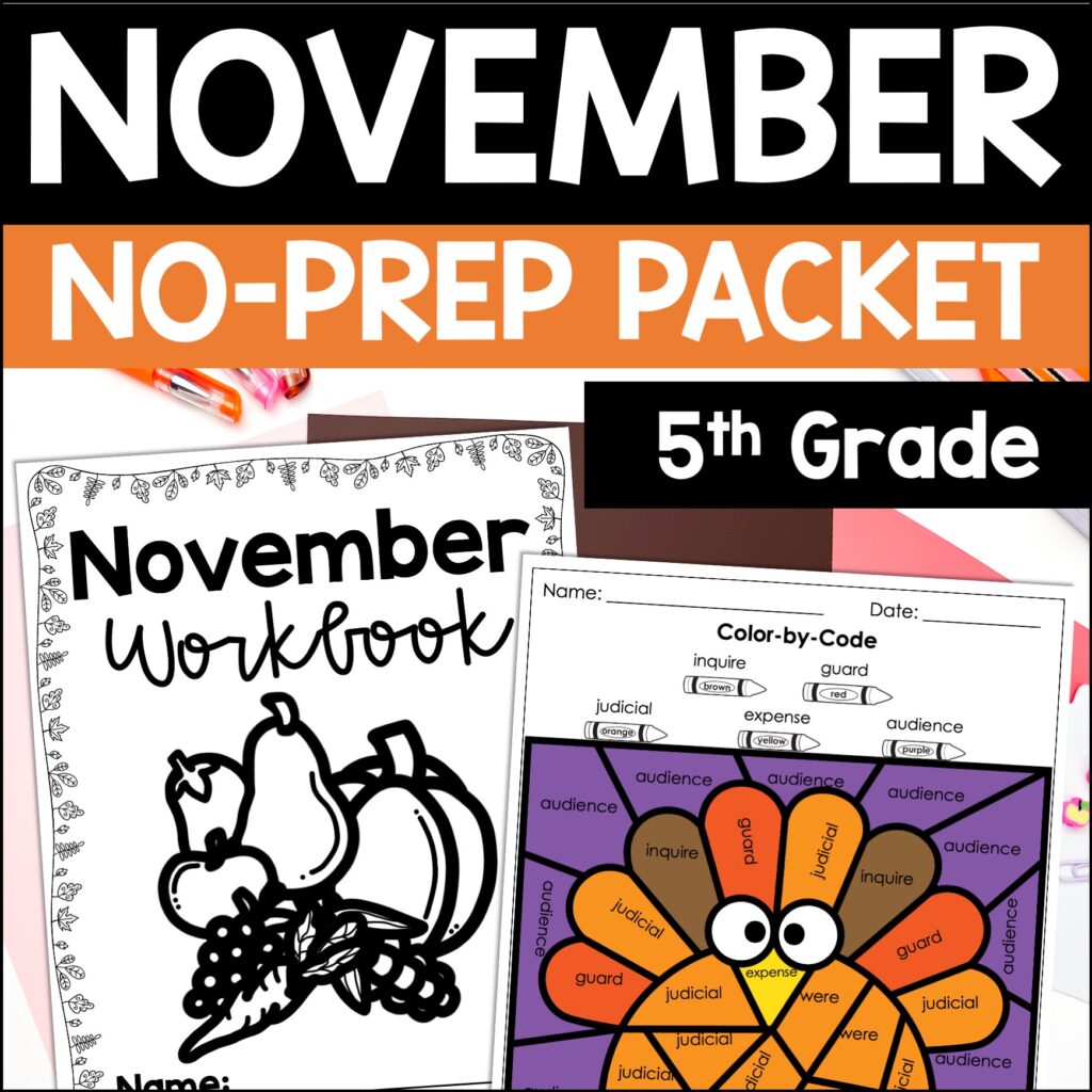 November Math and Reading Packet | 5th Grade Thanksgiving Activities ...