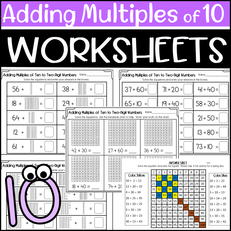 Adding Multiples Of Ten To A Two Digit Number Worksheets Made By Teachers