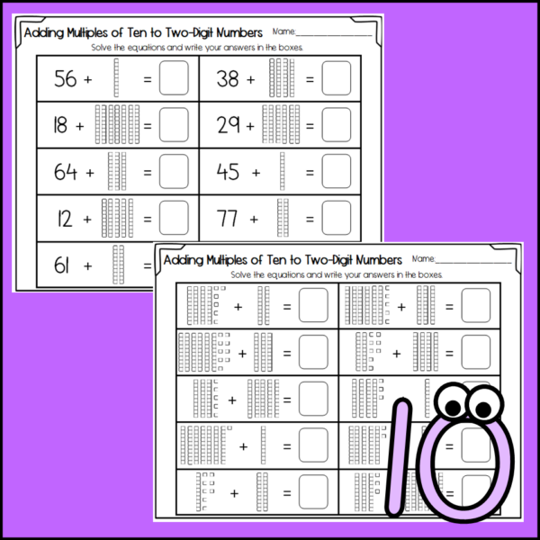 Adding Multiples of Ten to a Two-Digit Number Worksheets | Made By Teachers