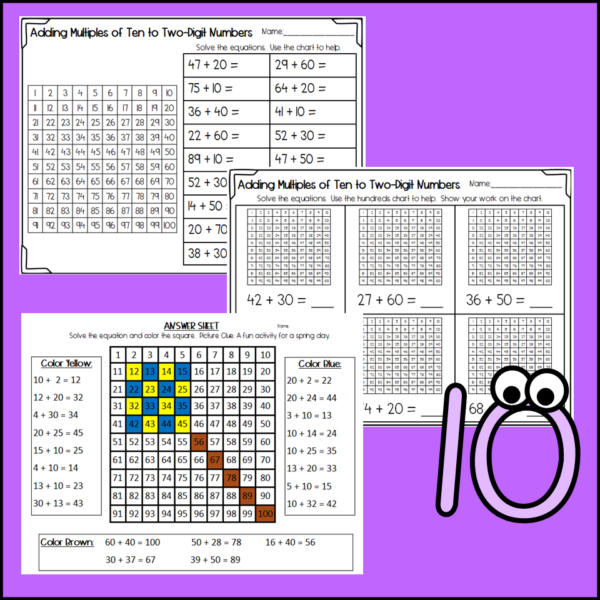 Adding Multiples of Ten to a Two-Digit Number Worksheets | Made By Teachers