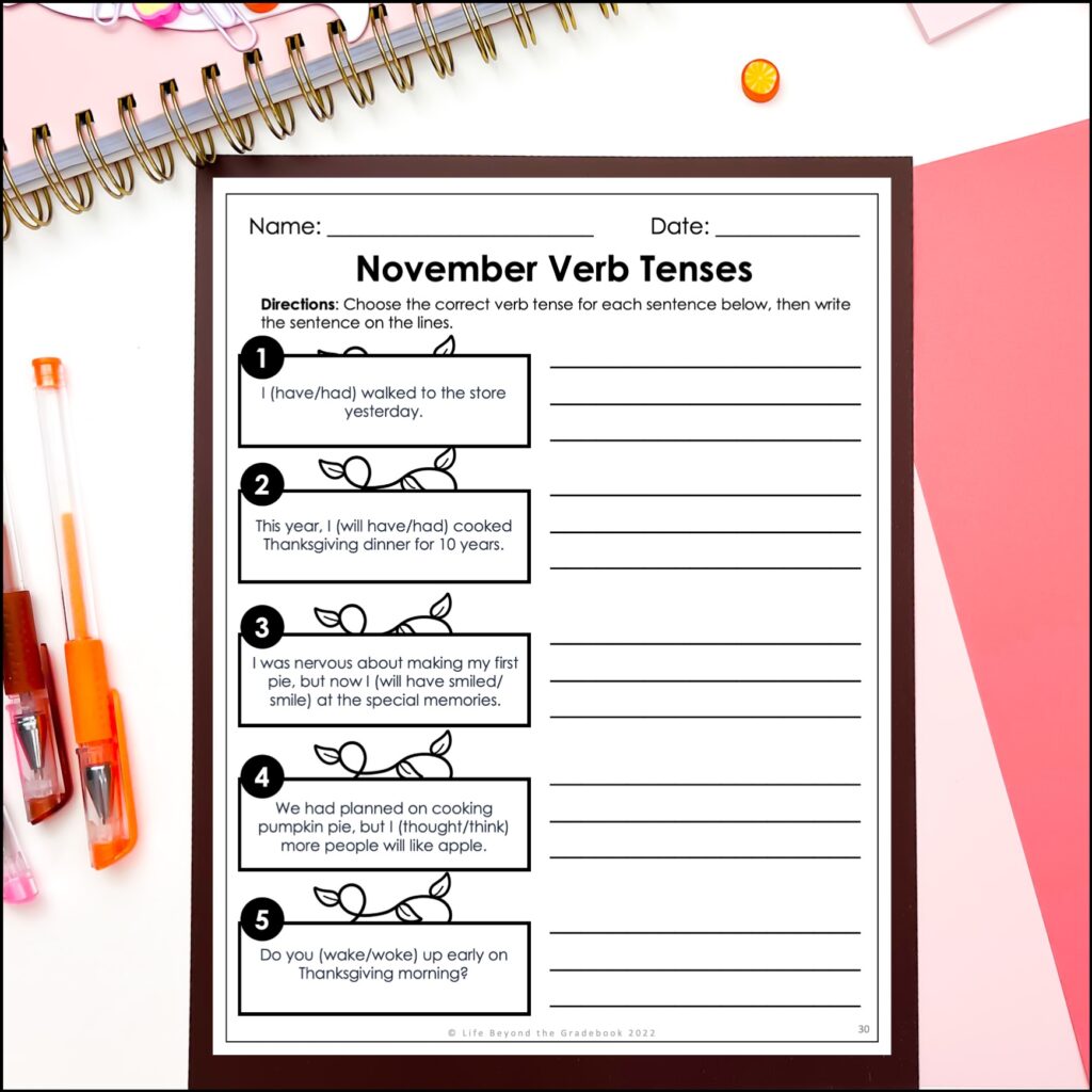 November Math and Reading Packet | 5th Grade Thanksgiving Activities ...