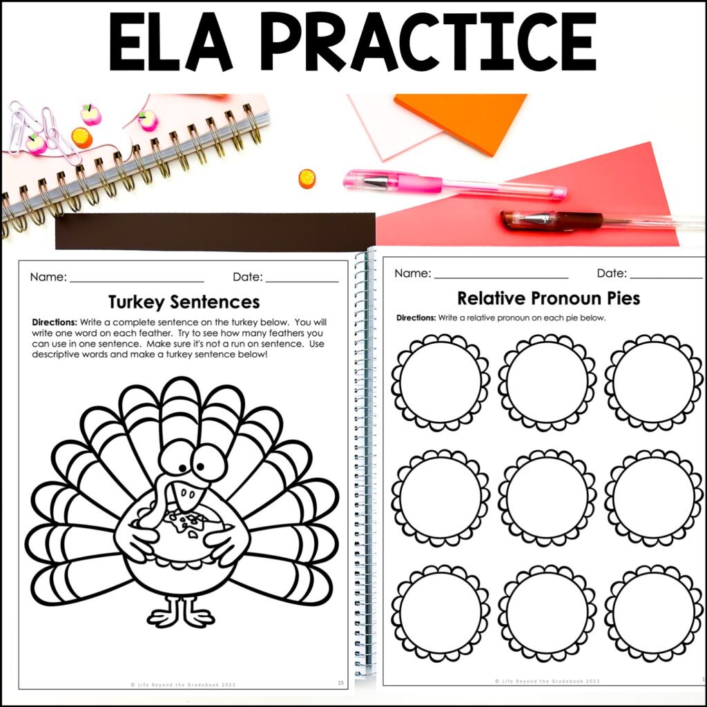 November Math and Reading Packet | 4th Grade Thanksgiving Activities ...