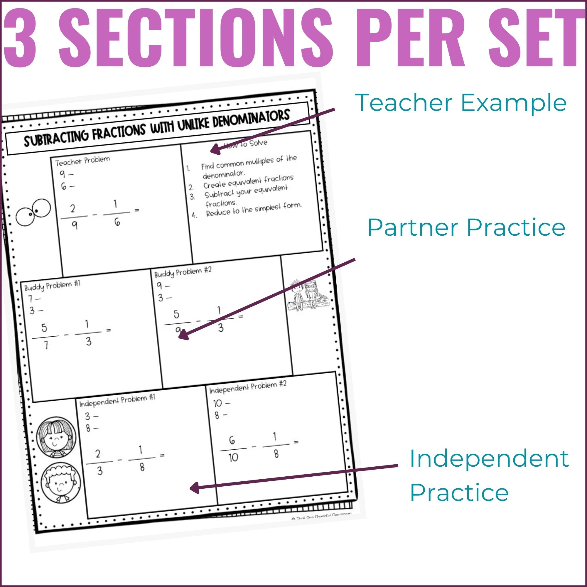 5th Grade Adding and Subtracting Fractions and Mixed Numbers Guided ...