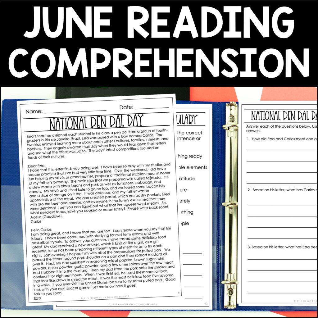 June Reading Comprehension Passages | Monthly Reading Passages - Made ...