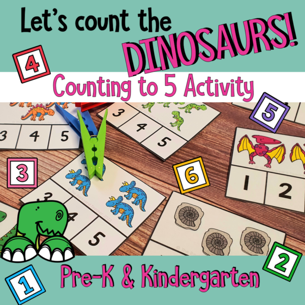 Dinosaur Counting to 5 Clip Cards for Pre-K and Kindergarten - Made By ...