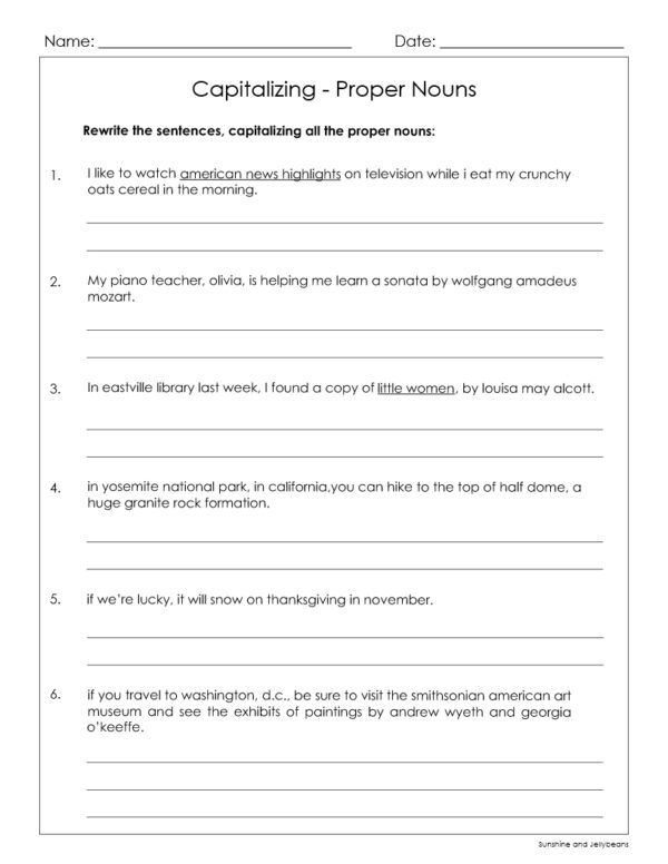 Capitalization of Proper Nouns - 3 practice worksheets - Grades 2-3 ...