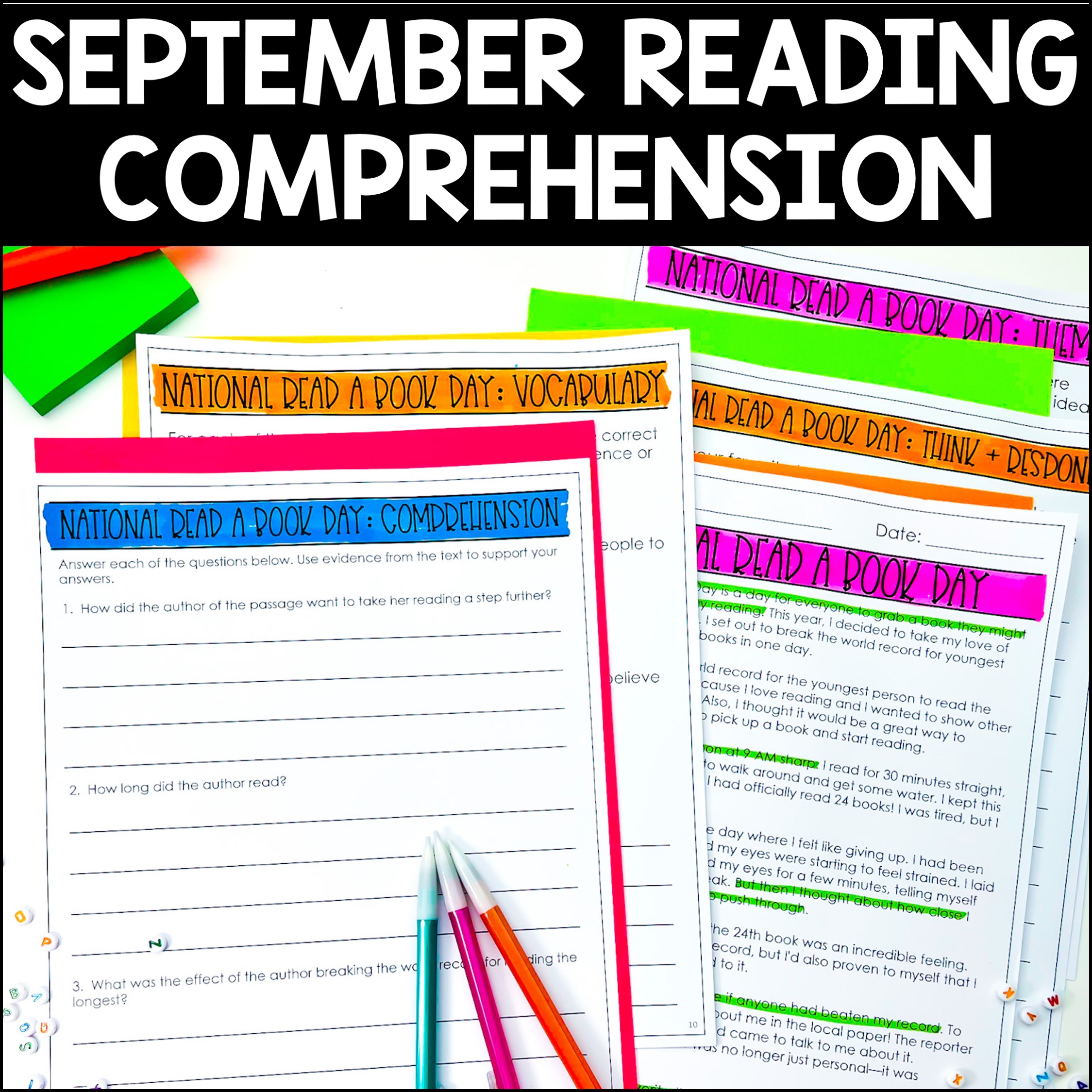 September Reading Comprehension Passages | Monthly Reading Passages ...