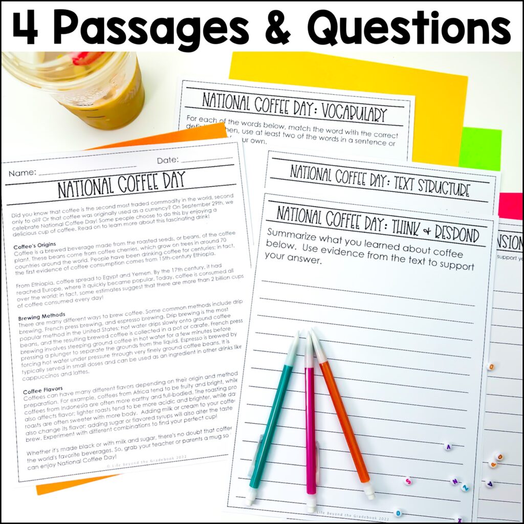 September Reading Comprehension Passages | Monthly Reading Passages ...