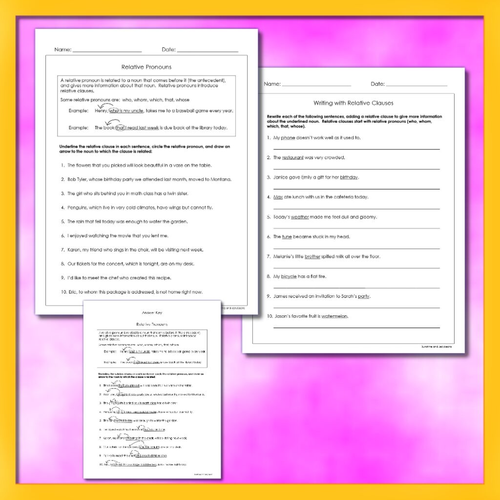 Pronoun BUNDLE- Subject Object Indefinite Relative etc- 20 worksheets ...