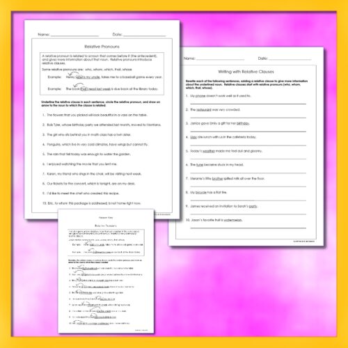 Pronoun BUNDLE- Subject Object Indefinite Relative etc- 20 worksheets ...