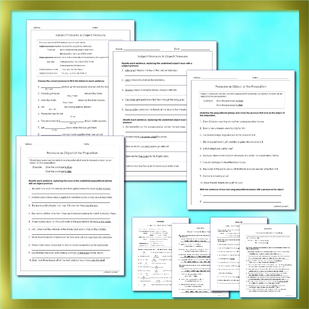 Pronoun BUNDLE- Subject Object Indefinite Relative etc- 20 worksheets ...