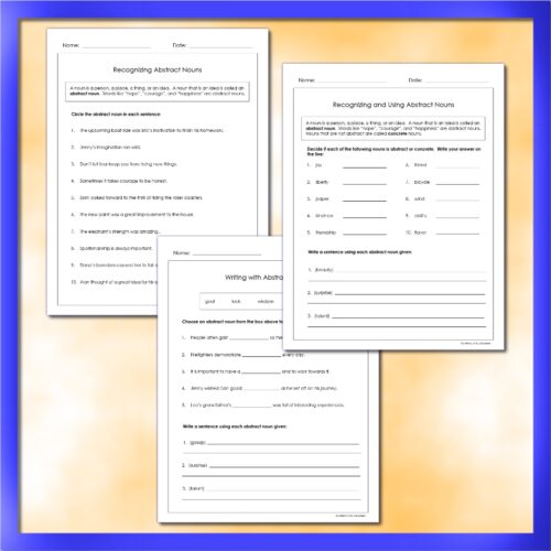 Nouns BUNDLE - Grades 4-5- Possessive Concrete Abstract Plural - 21 ...