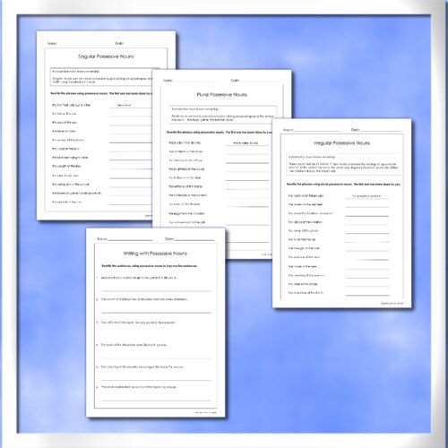 Nouns BUNDLE - Grades 4-5- Possessive Concrete Abstract Plural - 21 ...